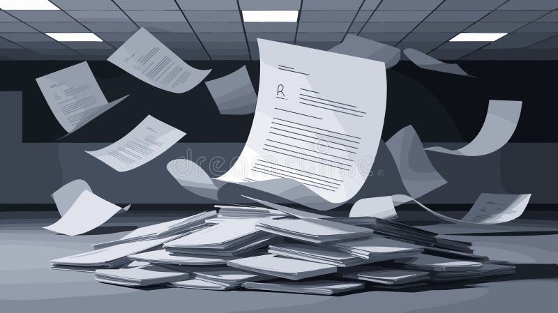Dynamic Scene of Flying Papers in a Modern Office Environment Stock ...