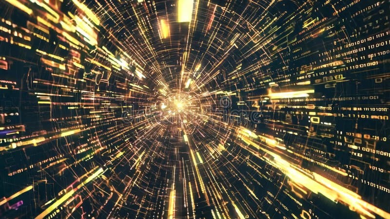 Futuristic Digital Warp Speed Effect with Glowing Data Particles for ...