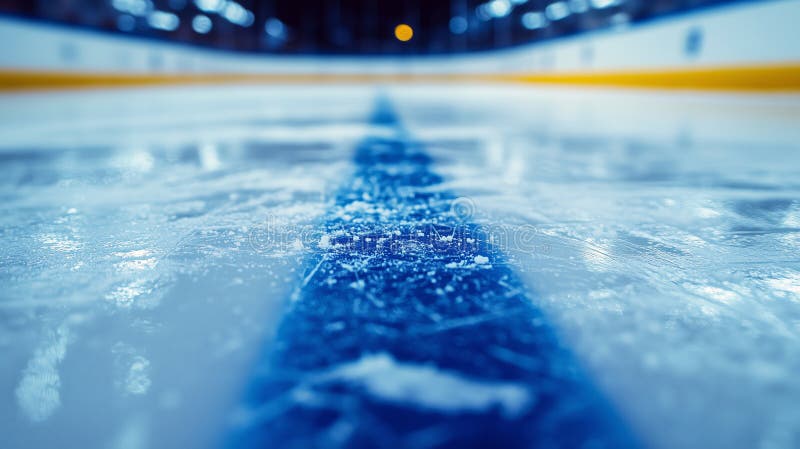 Dynamic Scene of Ice Hockey Rink with Blue Line and Ice Texture Stock ...