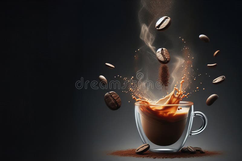 Dynamic Scene of Making Coffee with Clear Glass Cup Filled with Frothy ...