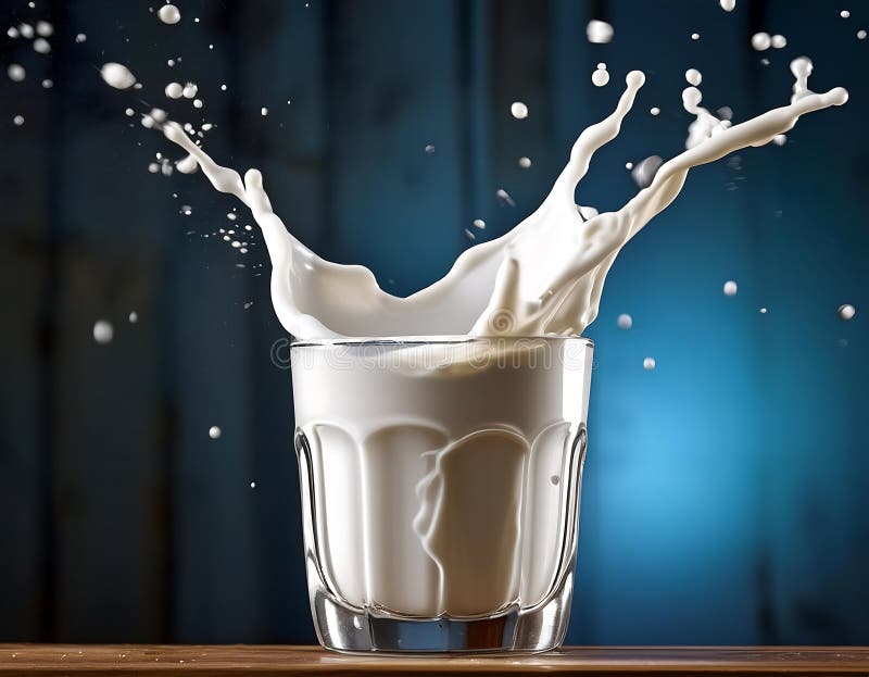 Dynamic Scene of Milk Splashing Above the Glass Rim Stock Illustration ...
