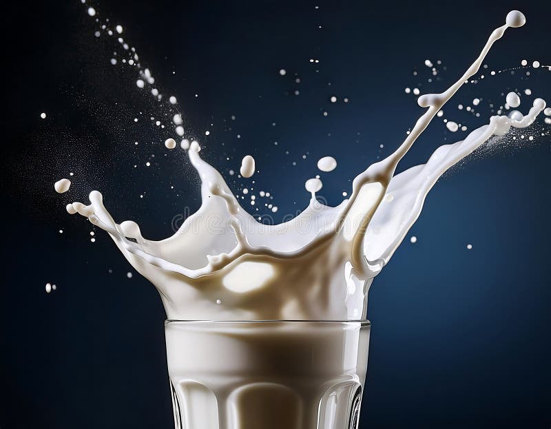 Dynamic Scene of Milk Splashing Above the Glass Rim Stock Illustration ...