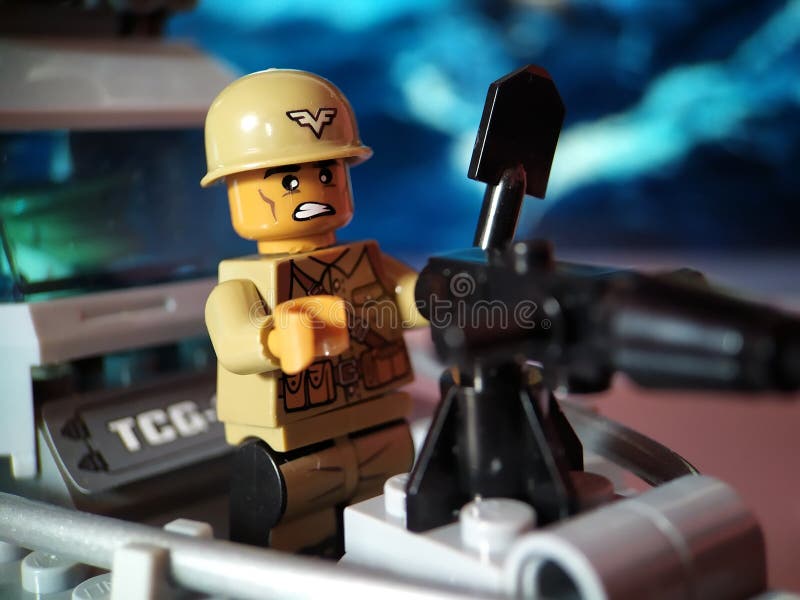 LEGO Miniature Army Strike Force in Commanding Pose Stock Illustration ...