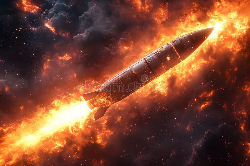 Futuristic Rocket Launching through Fiery Cosmic Clouds for Space ...