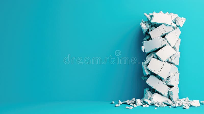 A Dynamic Scene of a Shattered Wall, Showcasing Fragments on a Vibrant ...