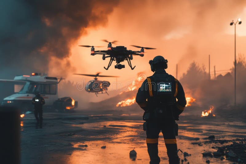 Innovative Rescue Operation with Drones Stock Illustration ...