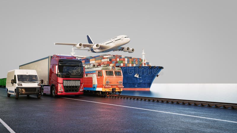 A Dynamic Scene Showcasing Intermodal Transportation, Featuring Cargo ... A Dynamic Scene Showcasing Intermodal Transportation, Featuring Cargo ...