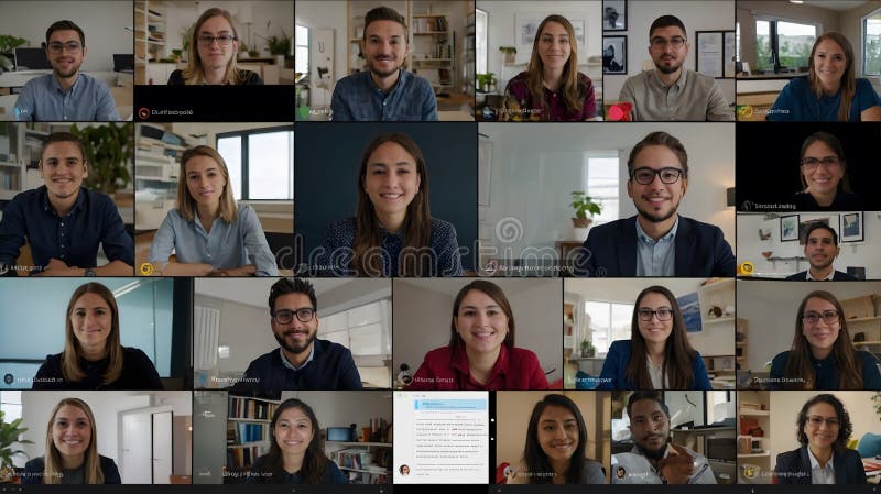Global Team Collaborating Virtually on Group Project in Video ...