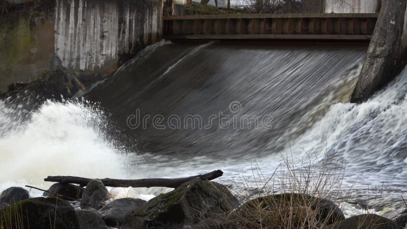 Water Flow Over Ancient Concrete Cascade Structure with Rapids Stock ...