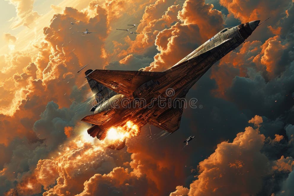 A Dynamic Scene Where Advanced Weaponry and Futuristic Projectiles ...