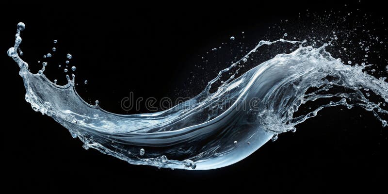 Dynamic Water Explosion Creating Curves in Mid-Air on Black Background ...