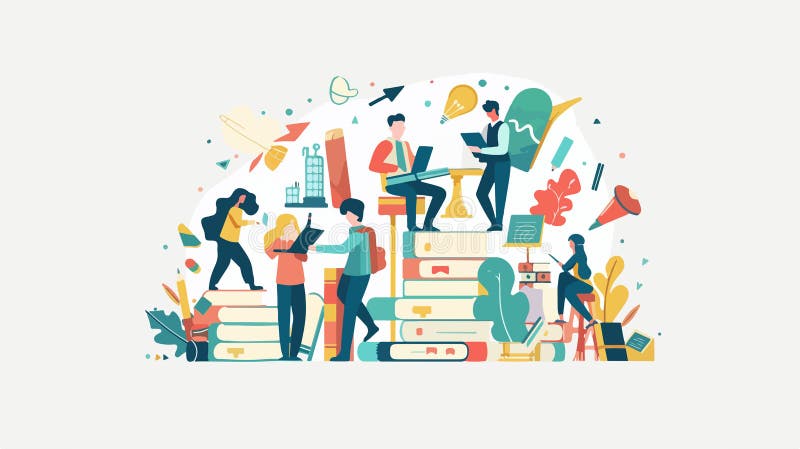 Dynamic School Banner with Children Students Studying Learning Together ...