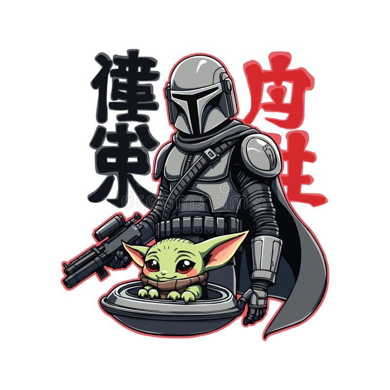 Dynamic Sci-Fi Character Design with Japanese Kanji Background Elements ...