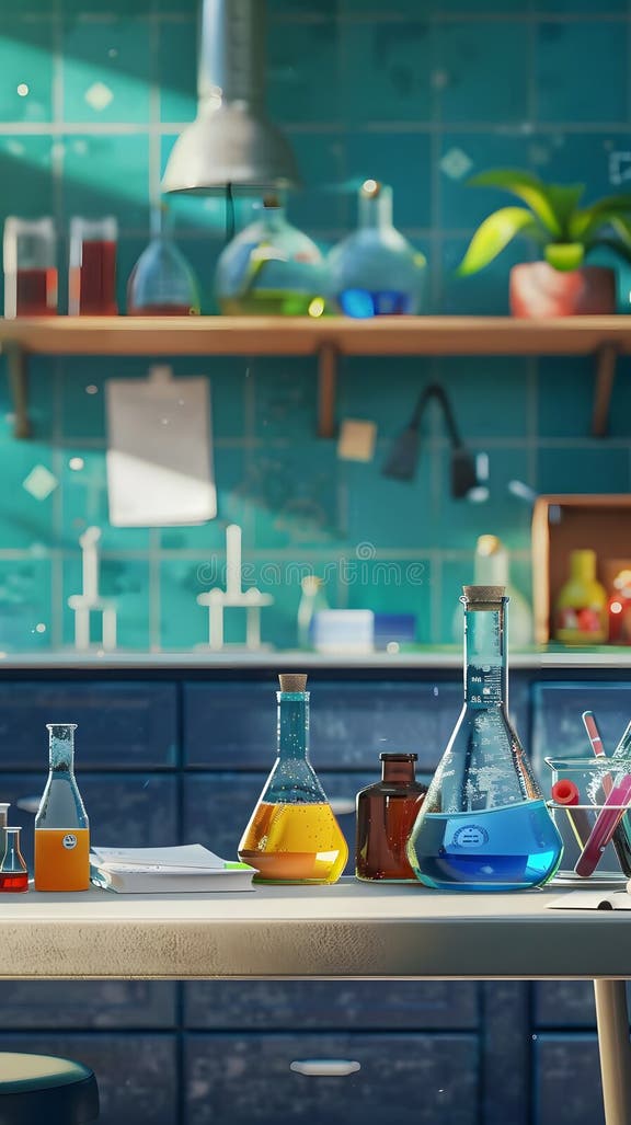 Dynamic Science Lab Setup Featuring Experiments and Equipment for Back ...