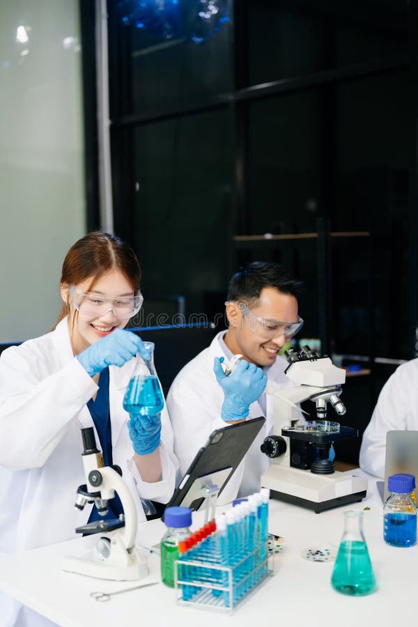 Dynamic Science Lab Where a Team of Scientists Collaborates on Research ...