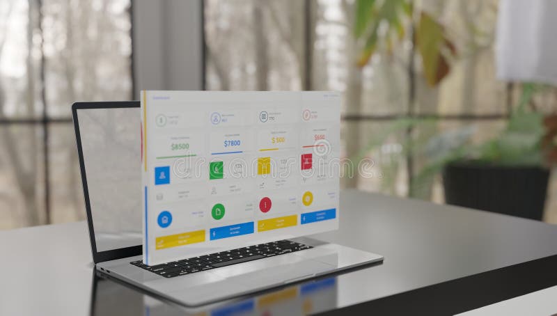 Dynamic Screen Display with Data Analysis Graphics. Perfect for Website ...