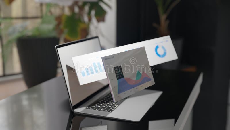 Dynamic Screen Display with Data Analysis Graphics. Perfect for Website ...