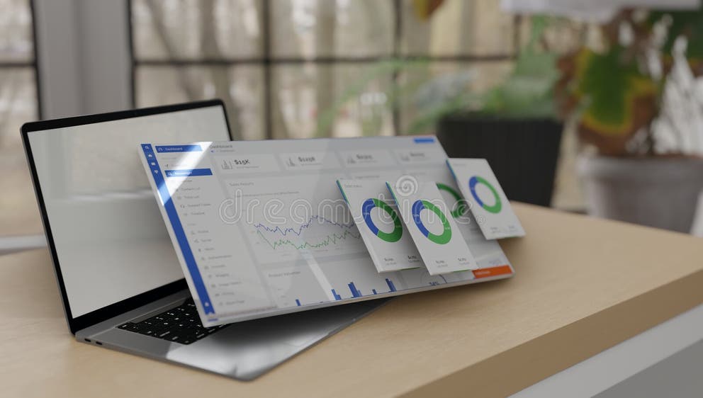 Dynamic Screen Display with Data Analysis Graphics. Perfect for Website ...