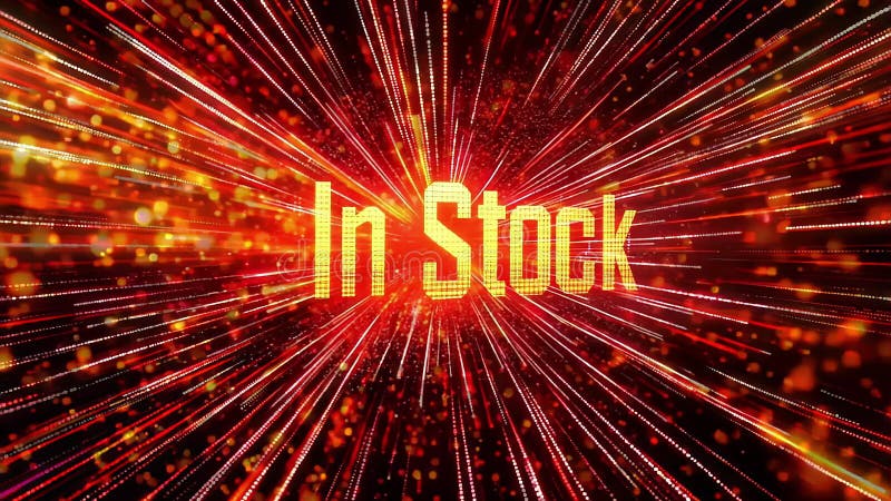 Dynamic Seamless Looping "in Stock" Text with Radiant Background Stock ...