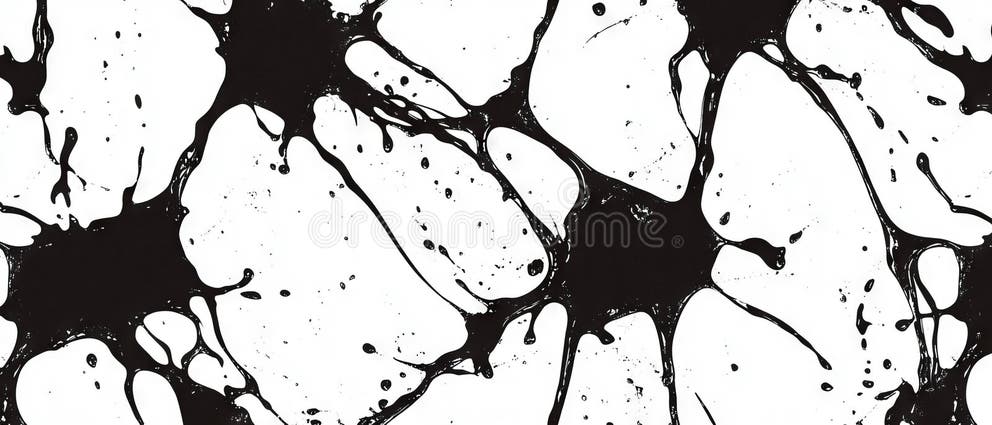 Dynamic Seamless Pattern of Bold Black Ink Splatters on a Clean White ...