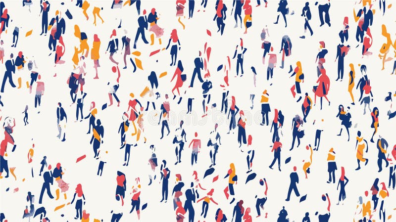 Dynamic Seamless Pattern of People Walking Above View Stock Vector ...