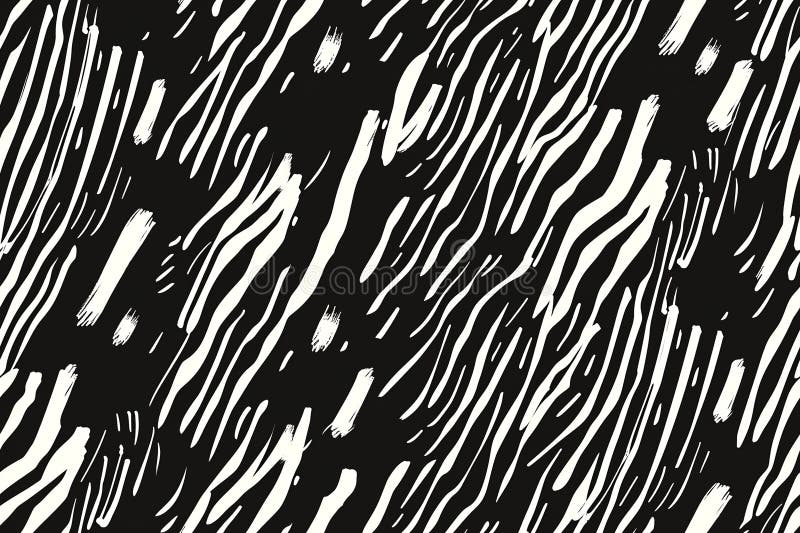 Dynamic Seamless Pattern with White Brushstrokes, on Black Background ...