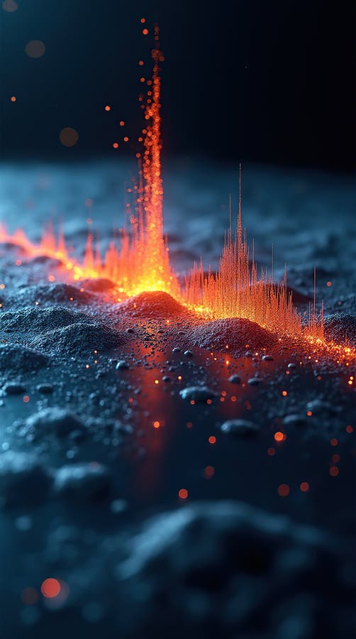 Seismograph Displaying Vivid Earthquake Data with Glowing Orange Spikes ...