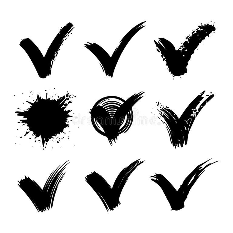 A Dynamic Set of Bold Check Marks Drawn with Expressive Ink Strokes ...