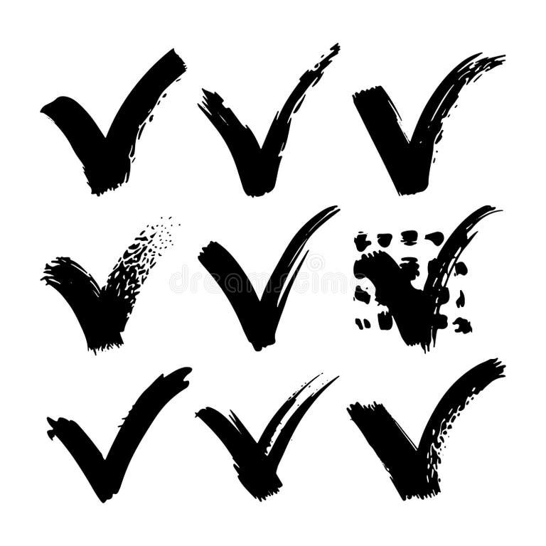 A Dynamic Set of Bold Check Marks Drawn with Expressive Ink Strokes ...