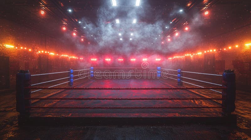 Illuminated Boxing Ring Under Spotlights Stock Photos - Free & Royalty ...
