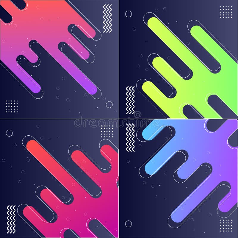 Dynamic Shapes Compositions Pack of 4 with Shining Stripes Creative ...