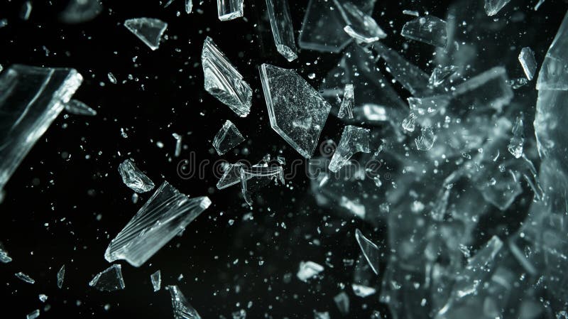 Shattered Glass Pieces Separated in the Air. Generative AI Stock ...