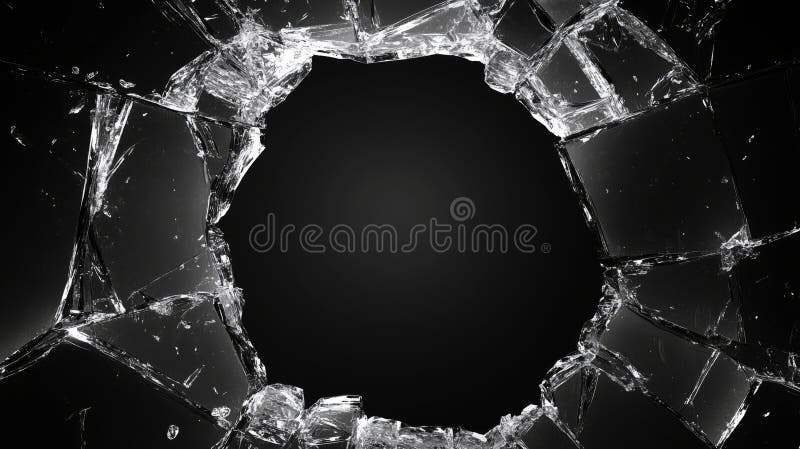 Dynamic Shattered Glass Design with Dark Center Void Background Stock ...