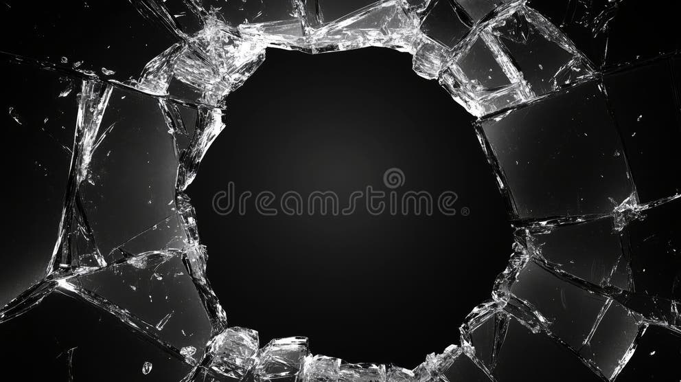 Dynamic Shattered Glass Design with Dark Center Void Background Stock ...