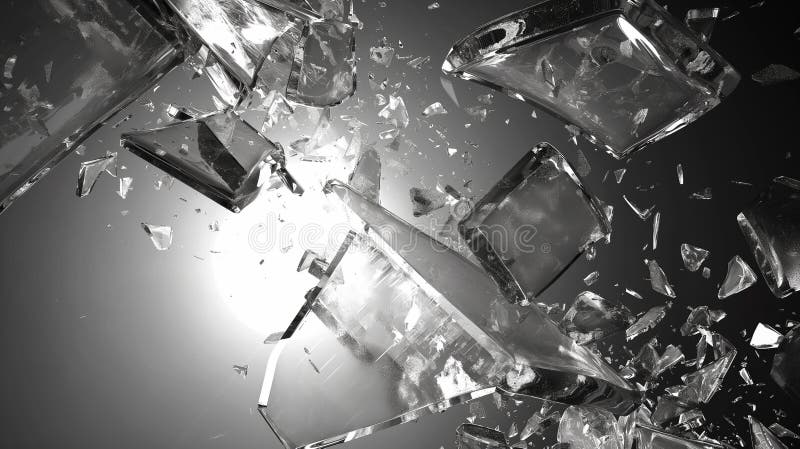 Dynamic Shattered Glass Explosion on Black Background. Generative AI ...