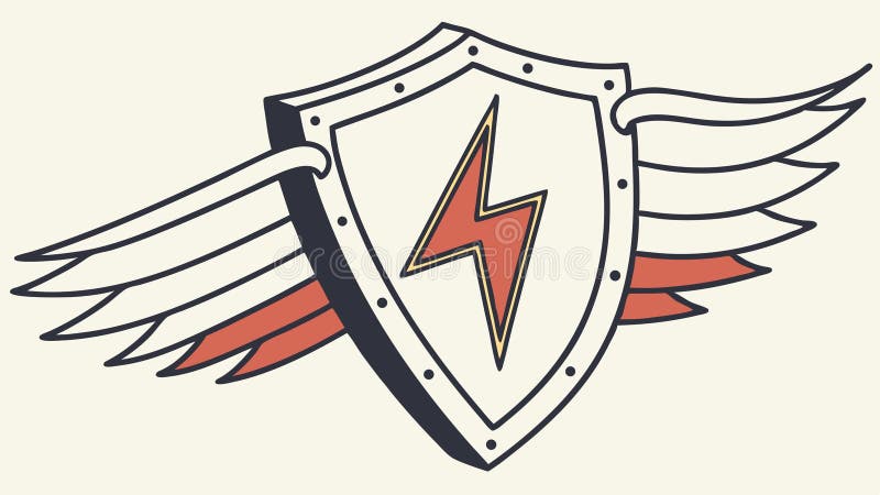 Dynamic Shield with Lightning and Wings, Power Symbol, Vector Design ...
