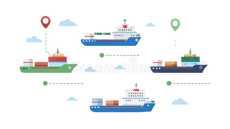 Dynamic Shipping Lanes, Fleet Movement & Maritime Network, Vector ...