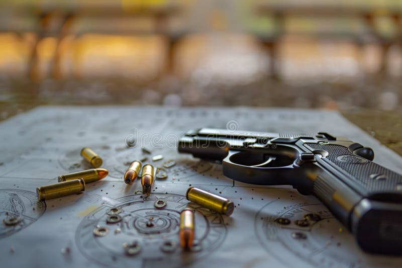 A Dynamic Shooting Practice Session Featuring Handgun and Ammunition on ...