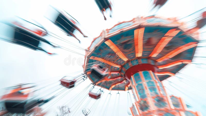 Dynamic Shot of Amusement Park Thrill Rides Stock Illustration ...