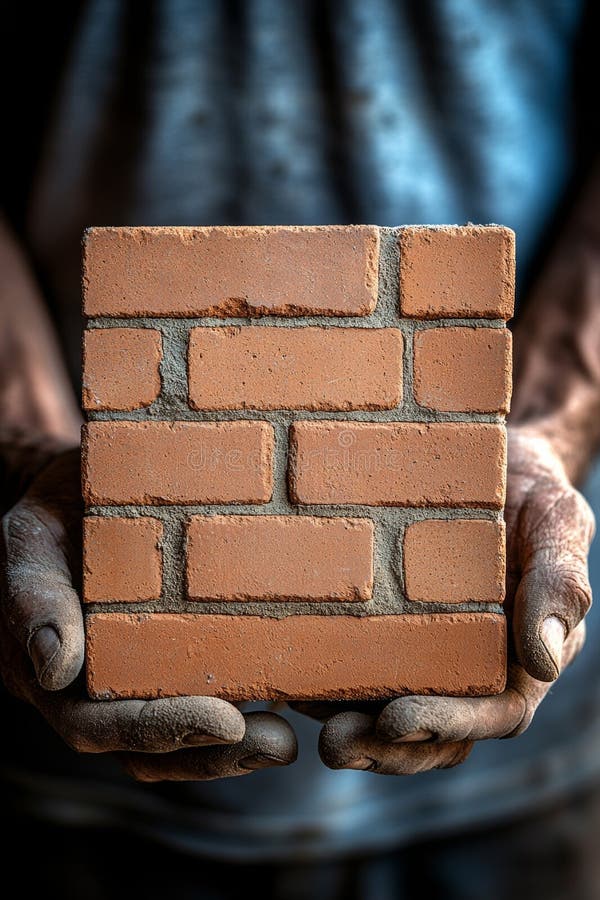 A Dynamic Shot of a Builder S Hands Placing the Last Bricks on a Wall ...