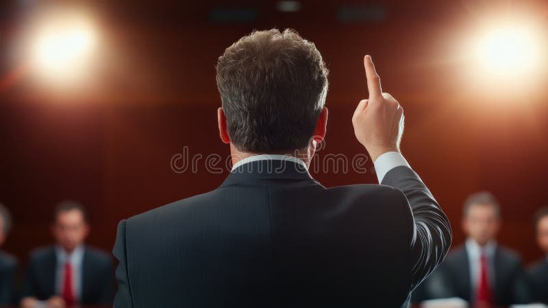 A Dynamic Shot of Business Team Leader Addressing an Audience with ...