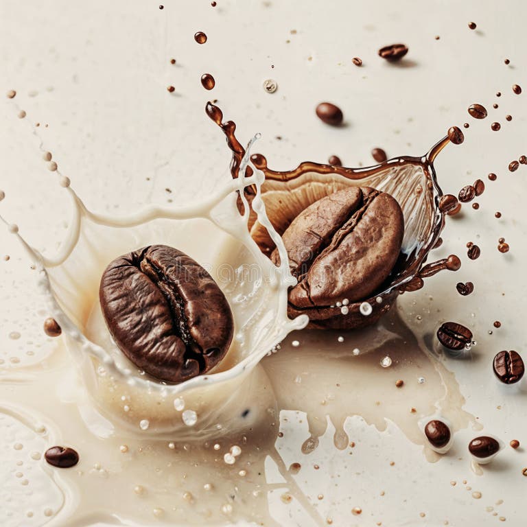 A Dynamic Shot of Coffee Beans in Mid-air, Seemingly Exploding from a ...