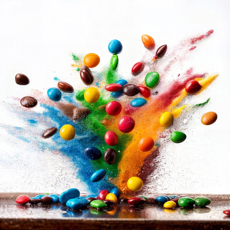 A Dynamic Shot of Colorful Candies in Mid-air, Seemingly Exploding from ...