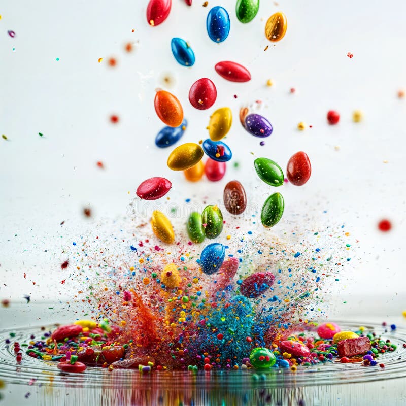 A Dynamic Shot of Colorful Candies in Mid-air, Seemingly Exploding from ...