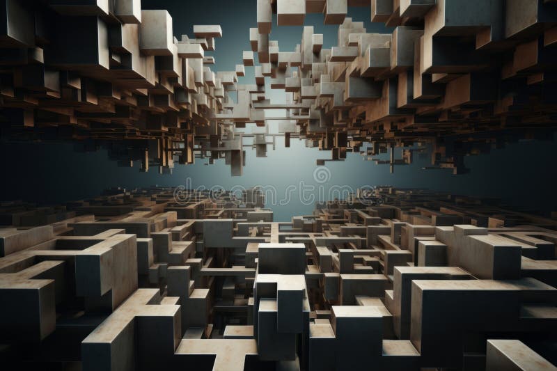 A Dynamic Shot of a 3D Cube Transforming into a Labyrinthine Geometric ... A Dynamic Shot of a 3D Cube Transforming into a Labyrinthine Geometric ...