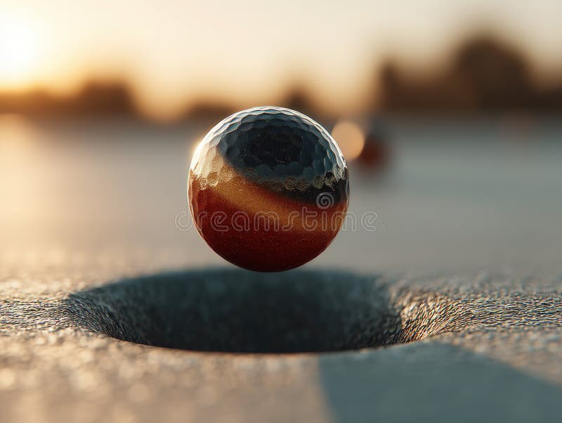 A Dynamic Shot of a Golf Ball Sinking into a Hole Stock Illustration ...
