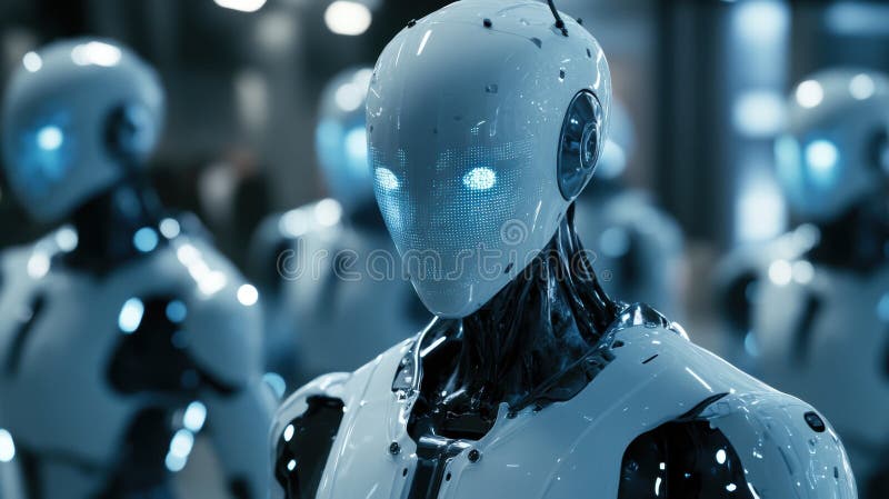 A Dynamic Shot of Manufacturing Robots Working Alongside Staff Enabling ...