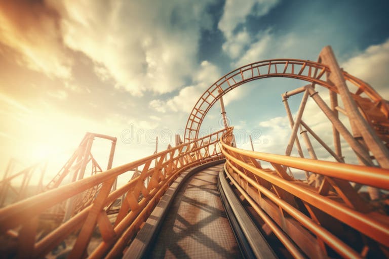 A Dynamic Shot of a Roller Coaster in Motion, Capturing the Thrill of ...