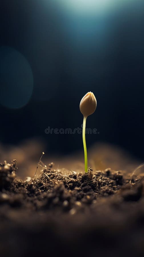 Dynamic Shot of a Small Seed Growing in a Farmland Stock Illustration ...
