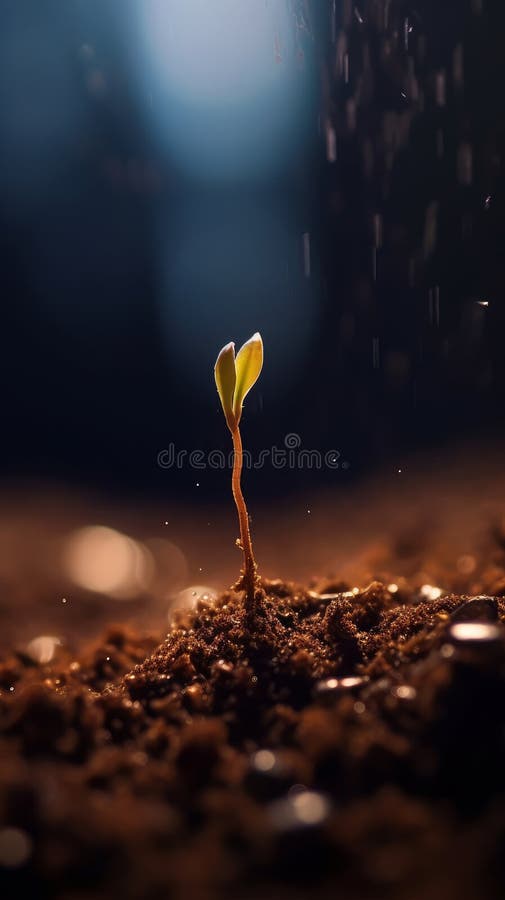 Dynamic Shot of a Small Seed Growing in a Farmland Stock Illustration ...